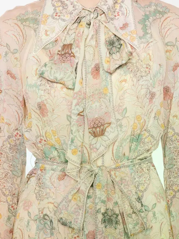 Zimmermann Floral-print Tie-neck Maxi Dress