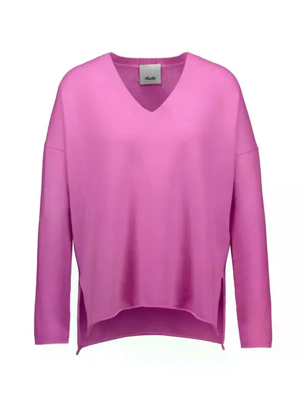 ALLUDE V-neck Sweater With Side Slits - Pink