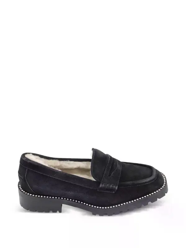 JIMMY CHOO Suede Crystal Embellished Loafers