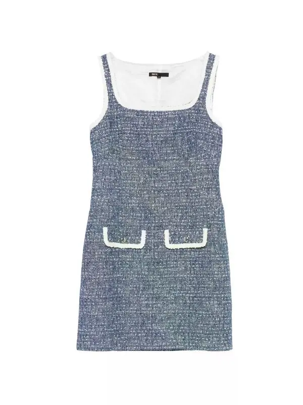 Maje Square-neck Tweed Mini Dress - Blue