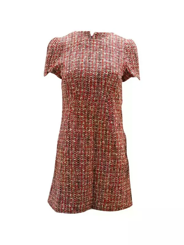 Alexander McQueen Tweed Rear-zip Short Sleeve Dress