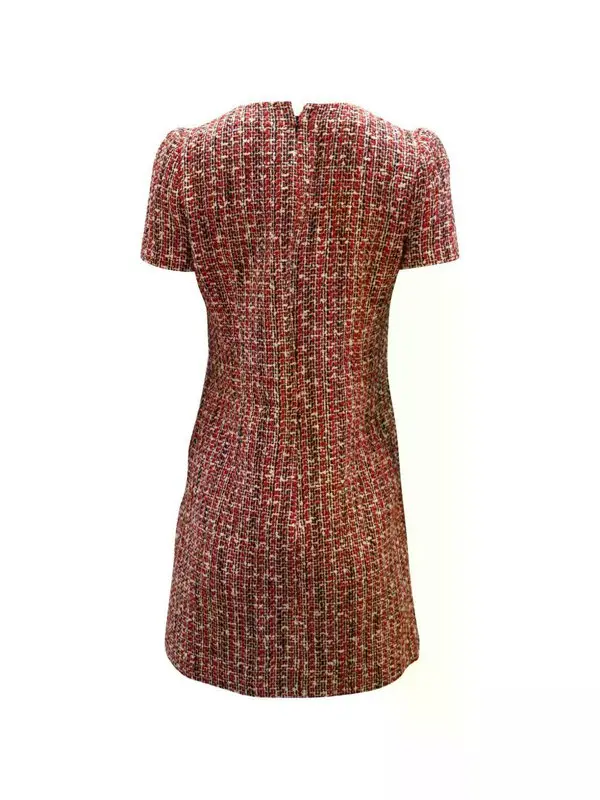Alexander McQueen Tweed Rear-zip Short Sleeve Dress