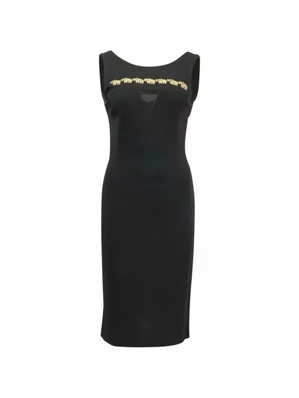 Escada Elephant Embroidered Round Neck Knee Length Dress
