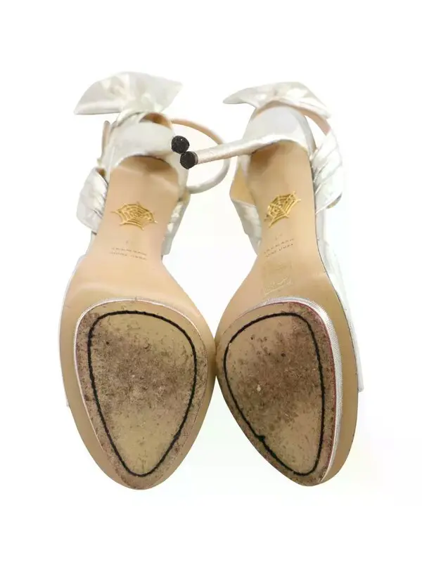 CHARLOTTE OLYMPIA Tone Leather Bow Detail Peep-toe Stiletto Heel Sandals