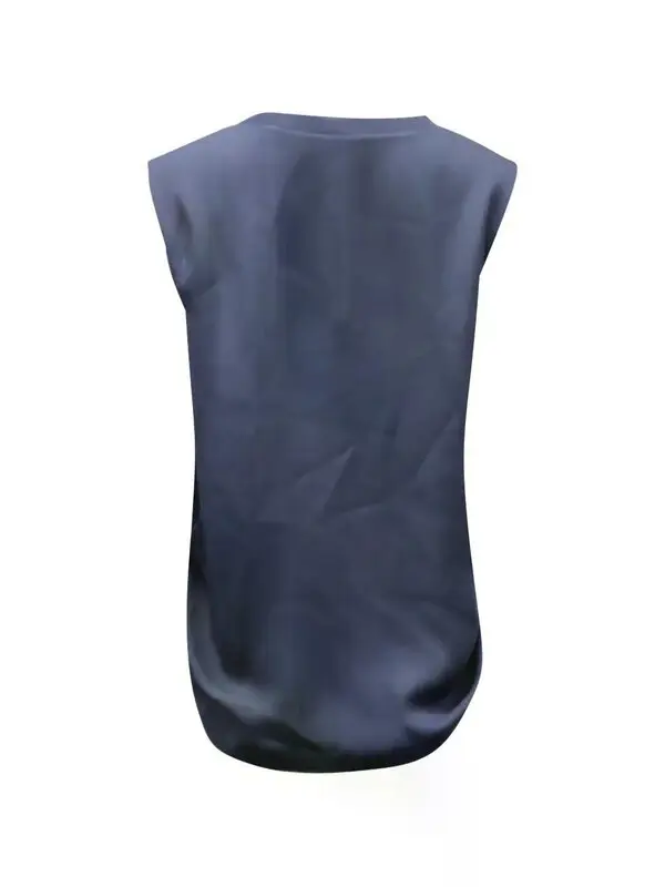 Vince Sleeveless Round Neck Top With Drawstring Detail