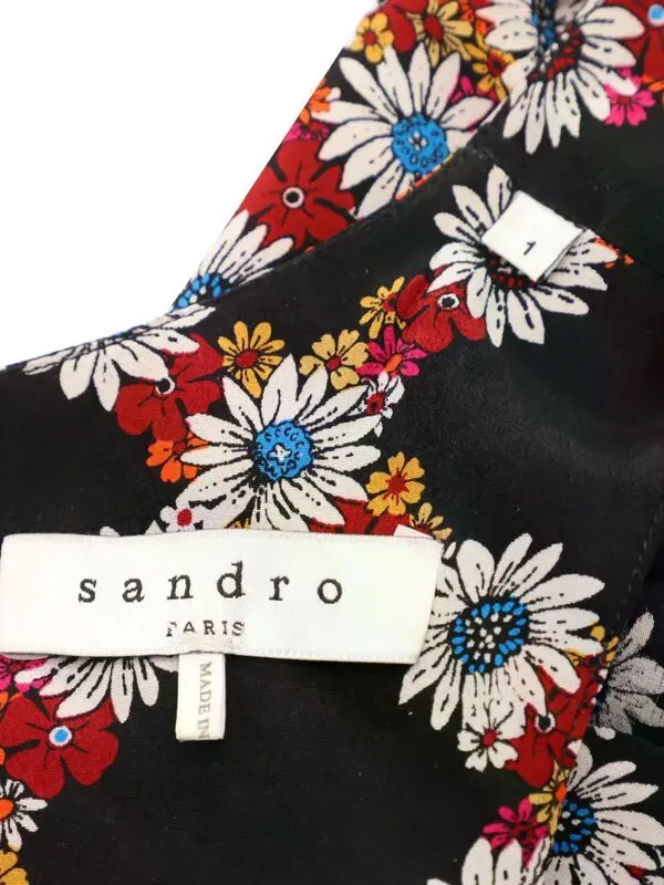 Sandro Floral-print Round-neck Dress - Black
