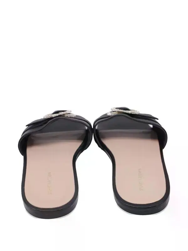 STUART WEITZMAN Crystal-embellished Leather Slip-on Sandals - Black