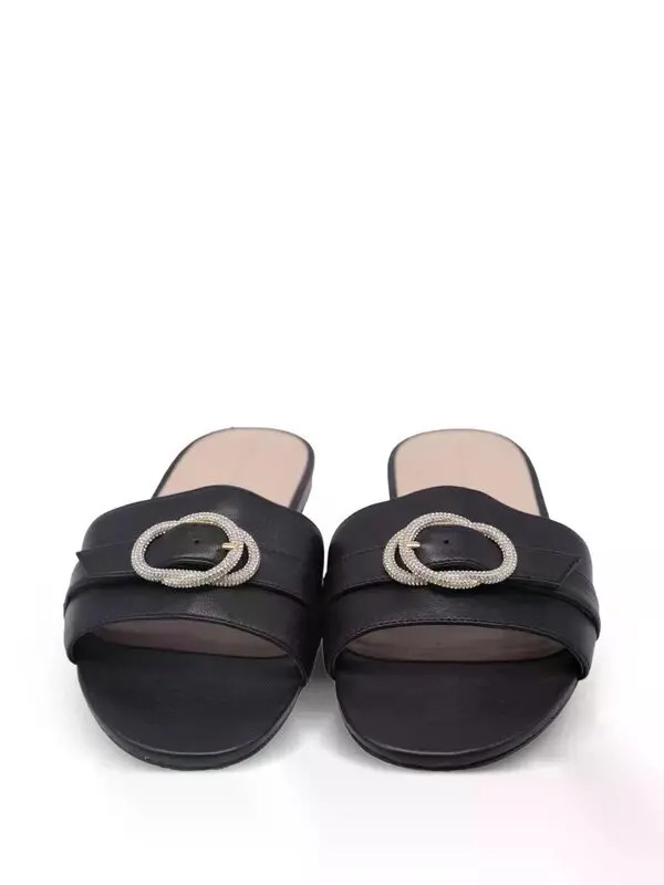 STUART WEITZMAN Crystal-embellished Leather Slip-on Sandals - Black