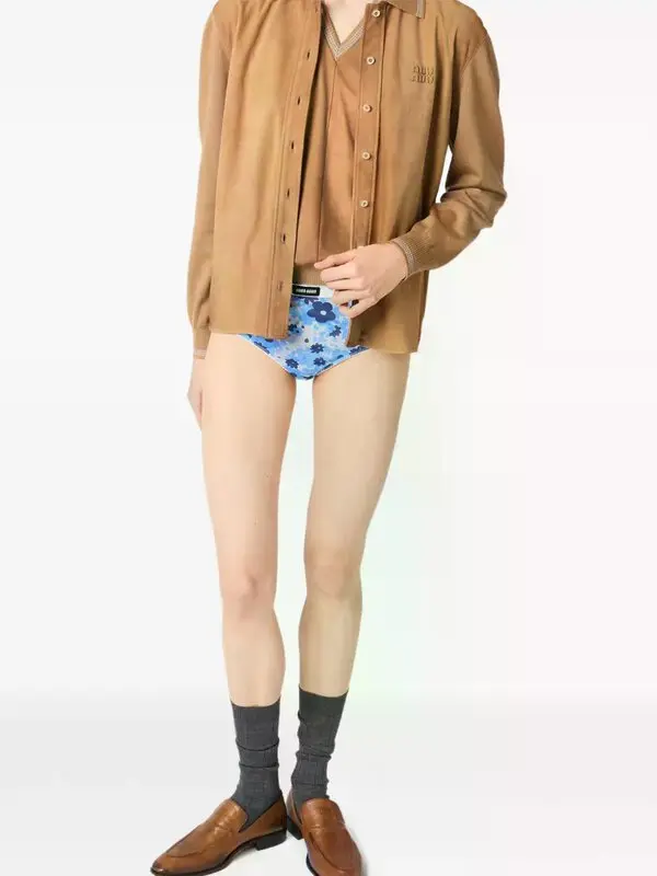 Miu Miu V-neck Suede And Knit Vest - Brown