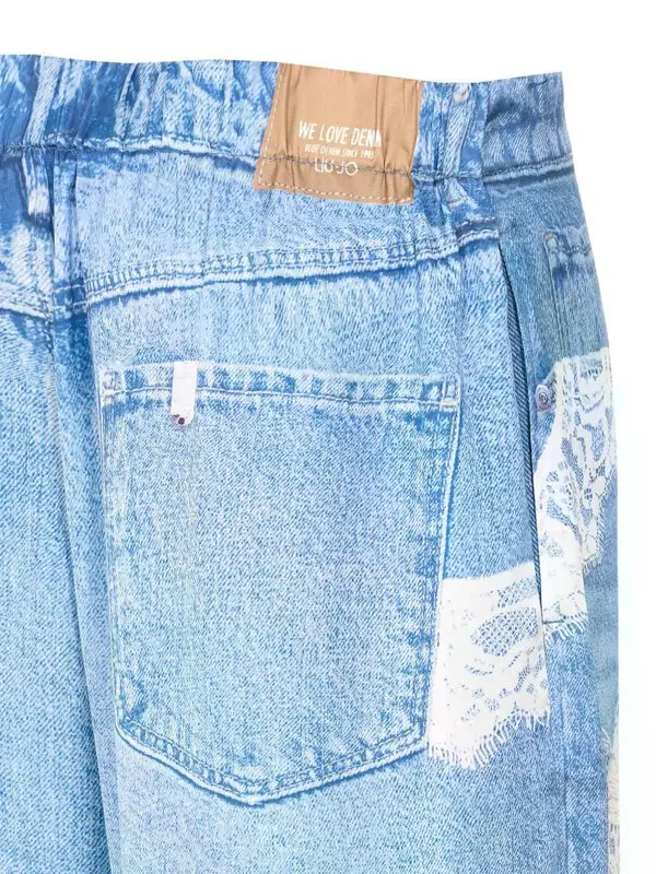 Liu Jo Denim-effect Trousers With Lace Inserts