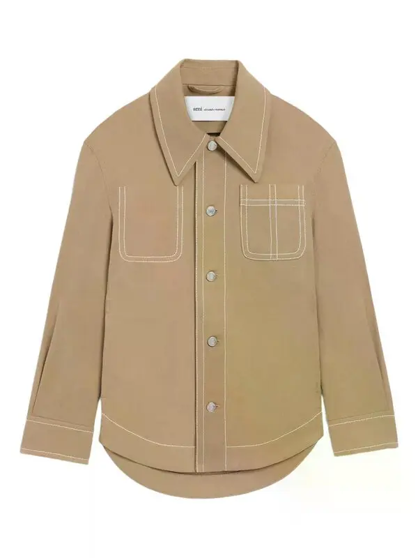 AMI Paris Buttoned Worker Jacket - Neutrals