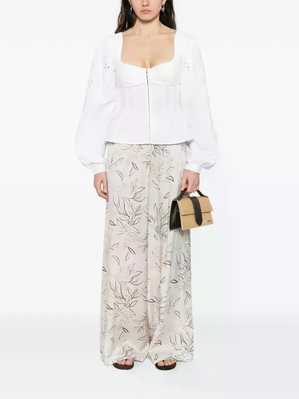 Peserico Floral Print Palazzo Trousers - Neutrals