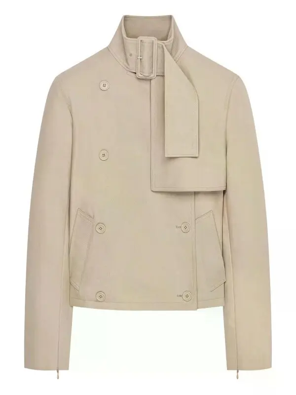 COURREGES Beige Cotton Buckle-detail Button Trench Jacket - Neutrals