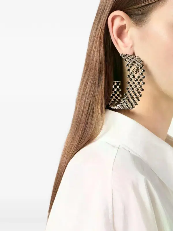 Blumarine Embellished Hoop Earrings - Silver