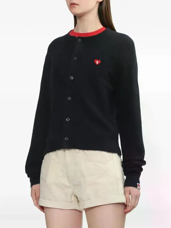 A BATHING APE Heart Motif Buttoned Cardigan