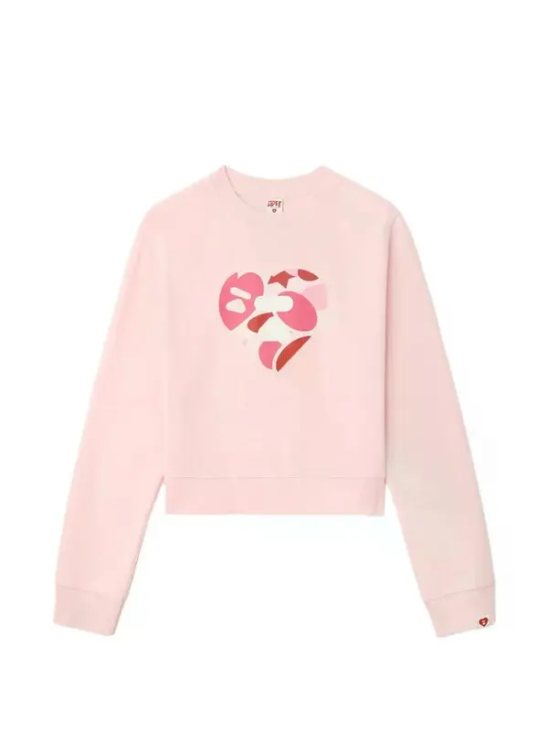 A BATHING APE Heart Print Crewneck Top