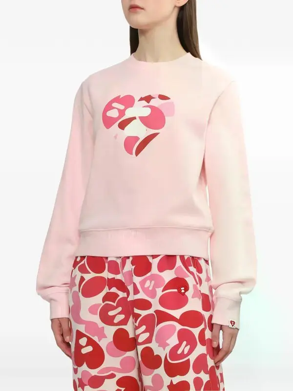 A BATHING APE Heart Print Crewneck Top