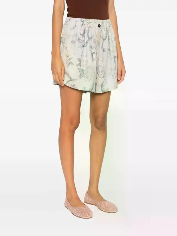 FORTE_FORTE Floral Print Elasticated Waist Shorts
