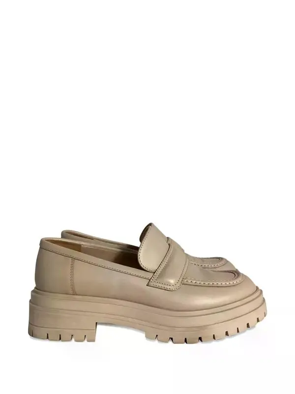 GIANVITO ROSSI Leather Chunky Loafers With Platform Sole - Neutrals