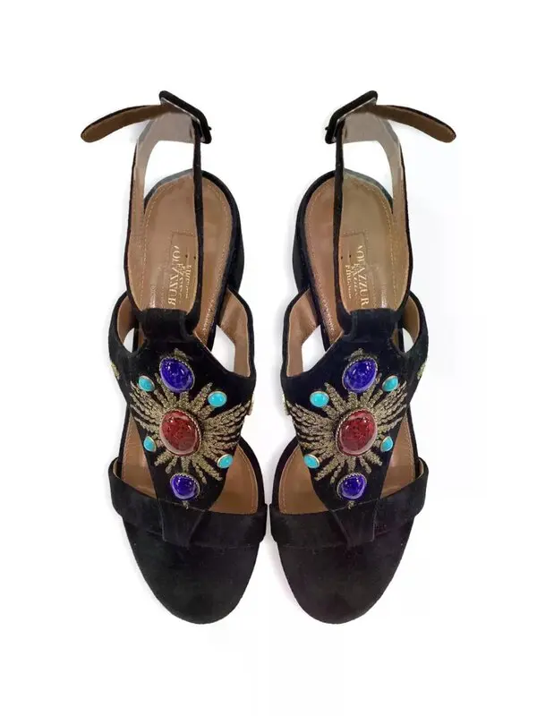 AQUAZZURA Embellished Suede Heeled Sandals