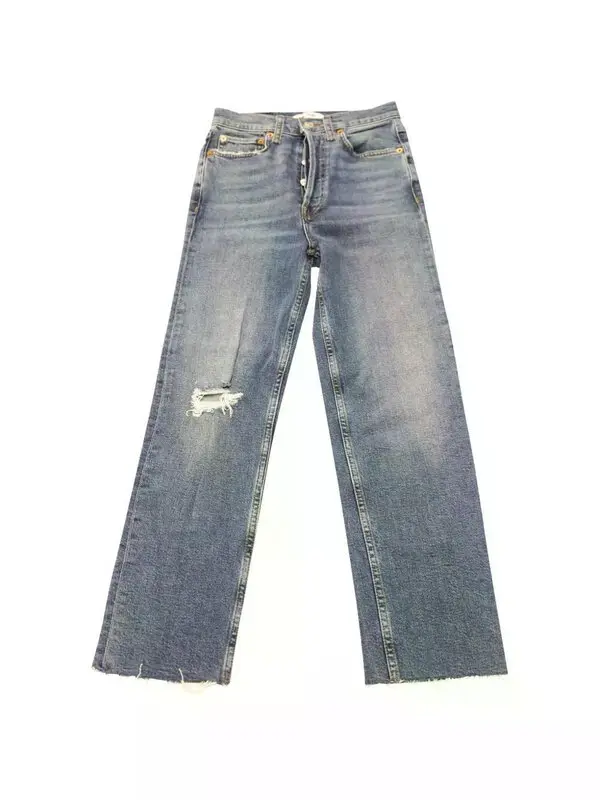 RE/DONE Distressed Five-pocket Jeans With Raw Hem