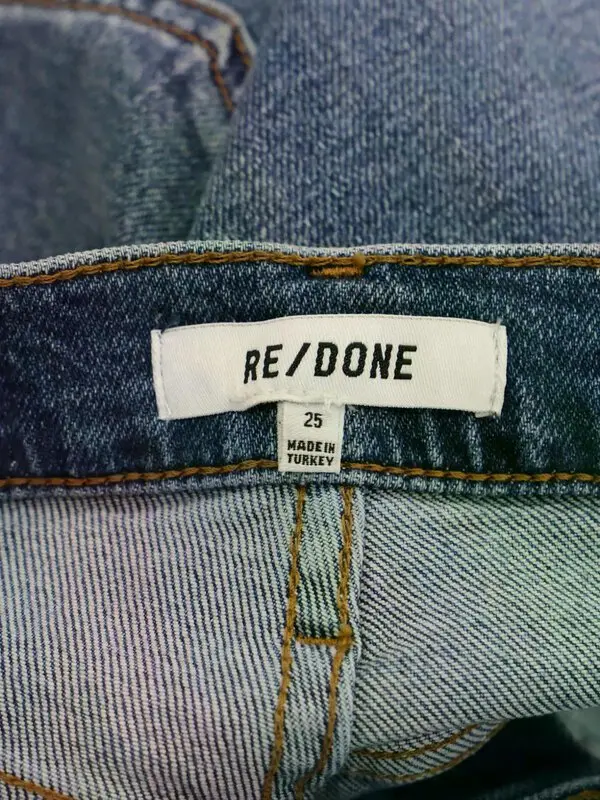 RE/DONE Distressed Five-pocket Jeans With Raw Hem