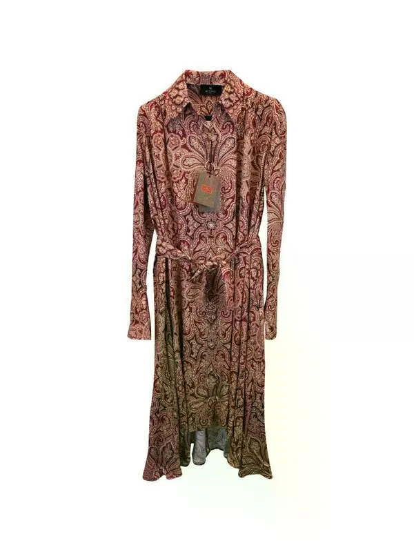 Etro Paisley Pattern Midi Shirt Dress - Red