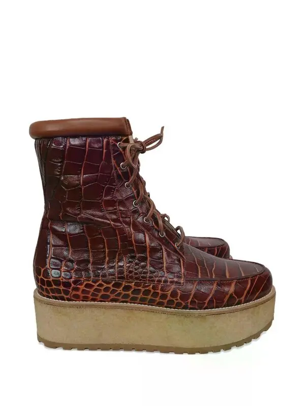 Gabriela Hearst Embossed Leather Platform Lace-up Boots
