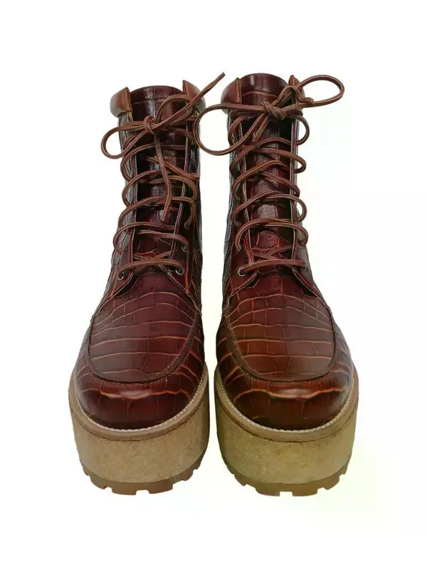 Gabriela Hearst Embossed Leather Platform Lace-up Boots