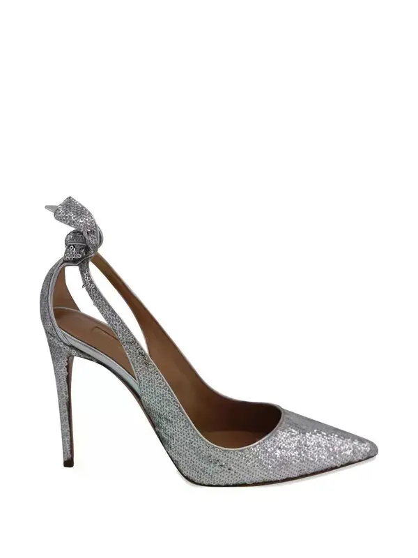 AQUAZZURA Sequined Stiletto Heel Pumps With Bow Detail