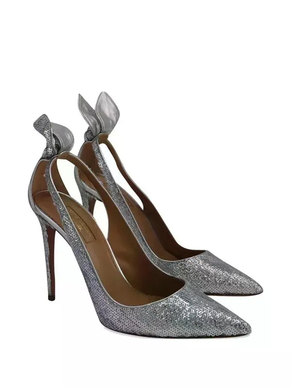 AQUAZZURA Sequined Stiletto Heel Pumps With Bow Detail
