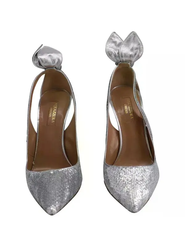 AQUAZZURA Sequined Stiletto Heel Pumps With Bow Detail