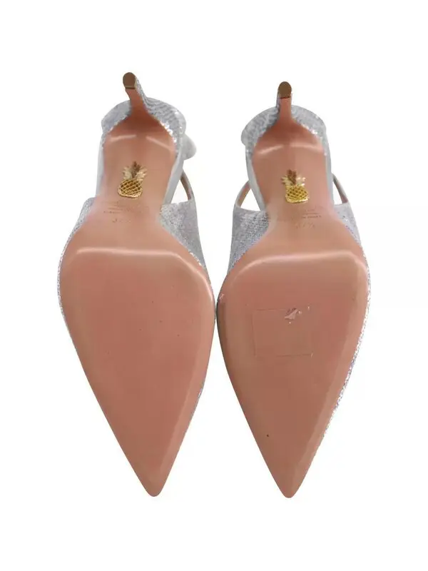 AQUAZZURA Sequined Stiletto Heel Pumps With Bow Detail