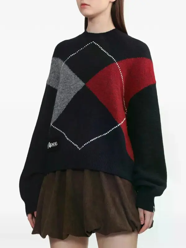 A BATHING APE Argyle Knit Crew Neck Sweater