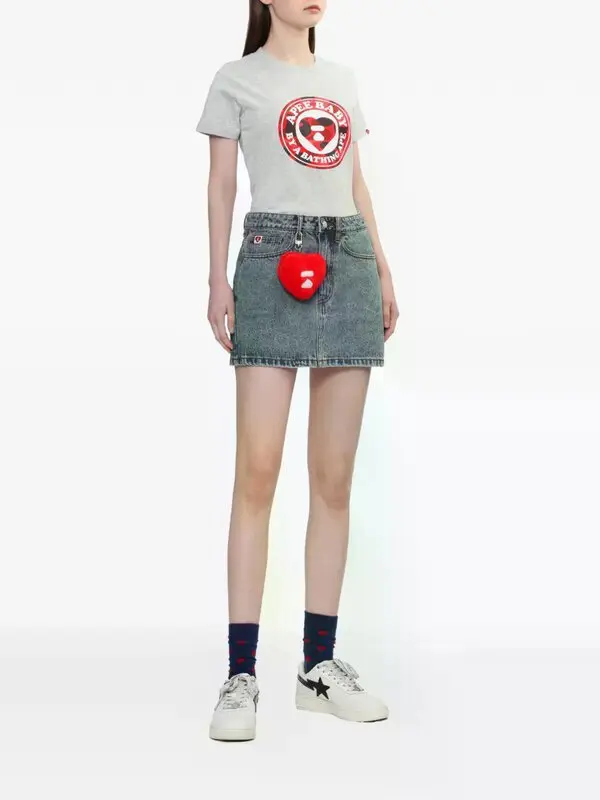 A BATHING APE Camouflage Heart Logo T-shirt