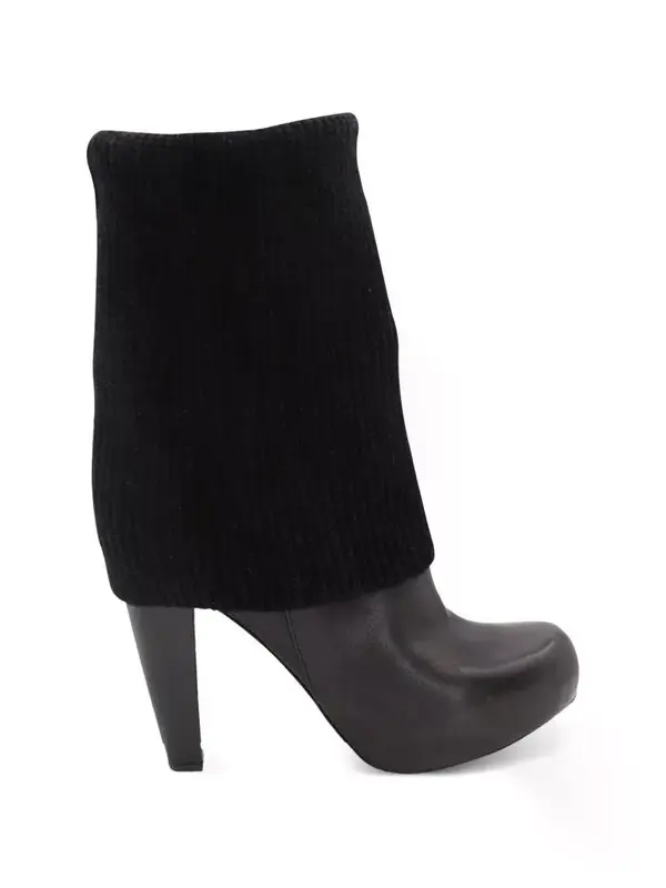 LOEFFLER RANDALL Leather Knitted Mid-calf Boots