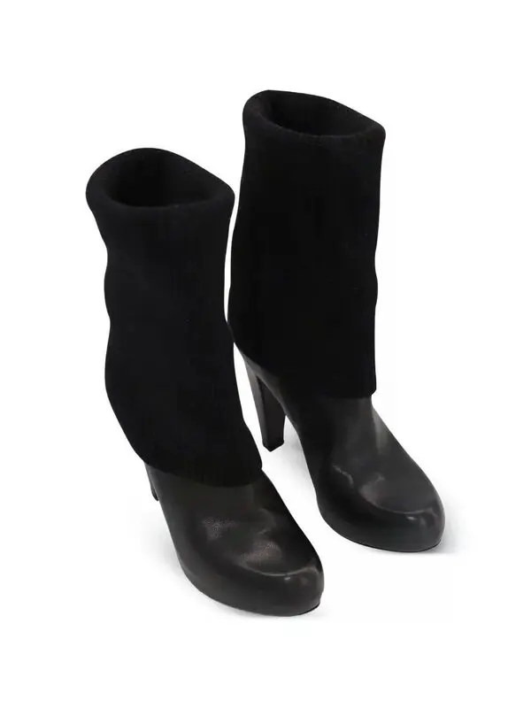 LOEFFLER RANDALL Leather Knitted Mid-calf Boots