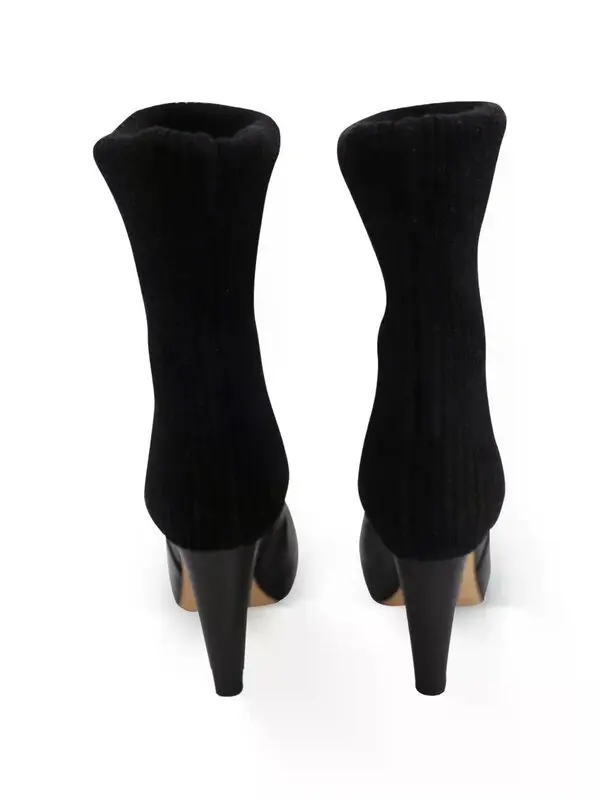 LOEFFLER RANDALL Leather Knitted Mid-calf Boots