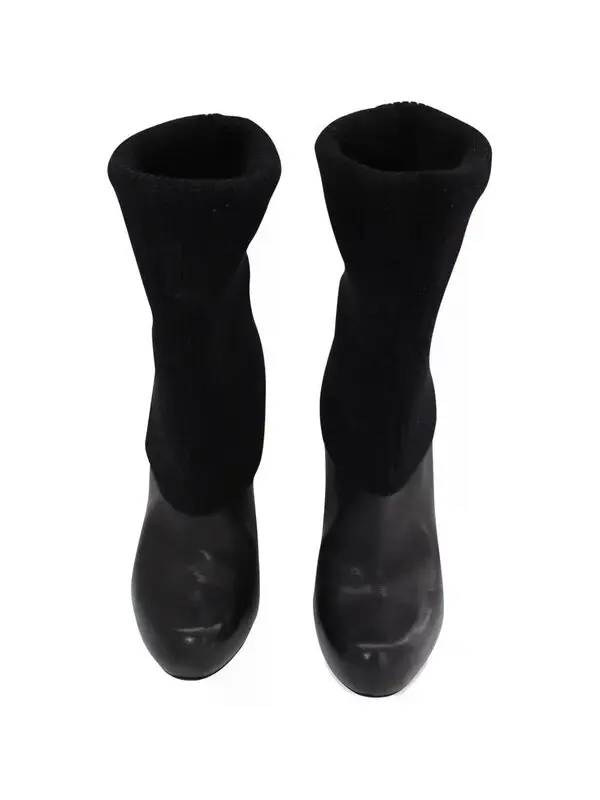 LOEFFLER RANDALL Leather Knitted Mid-calf Boots