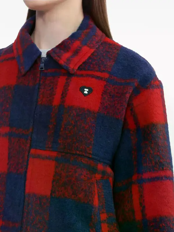 A BATHING APE Checked Zip-up Jacket - Red