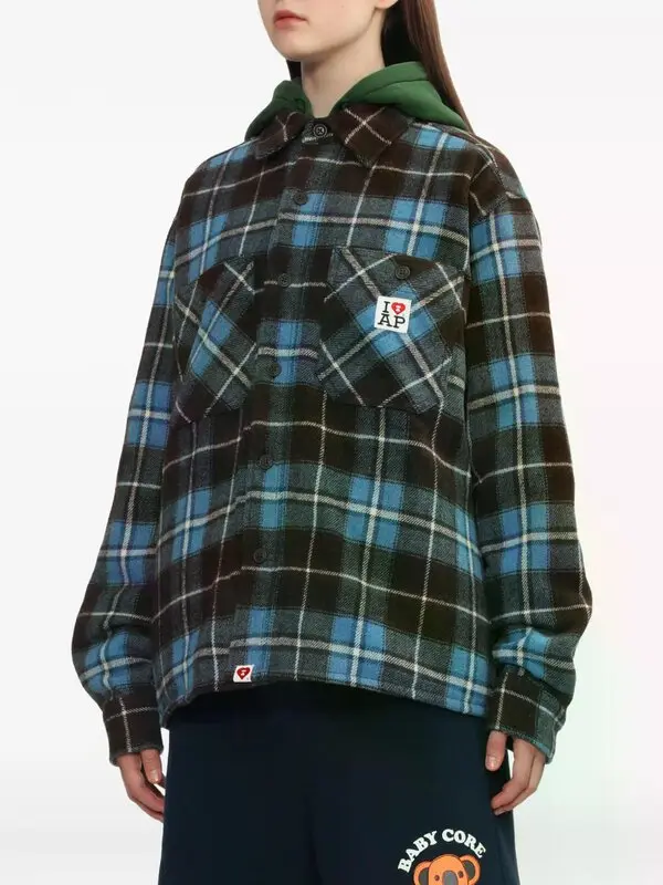 A BATHING APE Check Patch Pocket Shirt - Brown