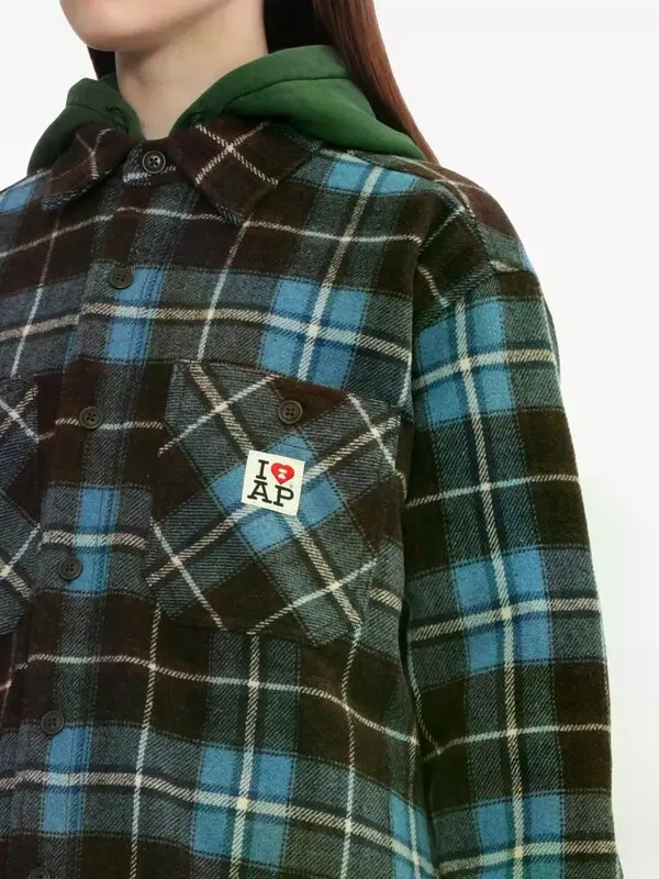 A BATHING APE Check Patch Pocket Shirt - Brown