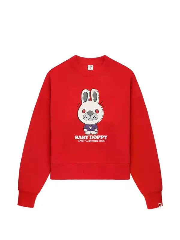 A BATHING APE Graphic Print Sweatshirt - Red