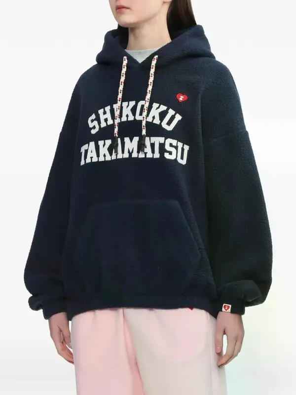 A BATHING APE Hooded Graphic Fleece Sweater - Blue