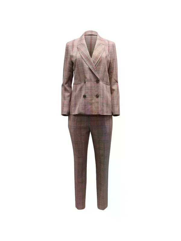 Iris & Ink Plaid Straight-leg Trousers - Neutrals