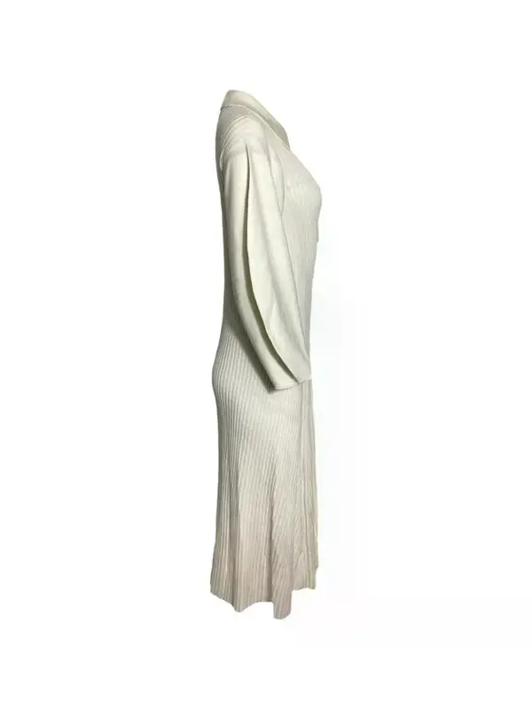 Chloé Ribbed Knit Collared Midi Dress