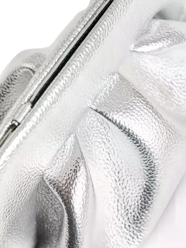 THEMOIRE Medium Gathered Clutch Bag - Silver