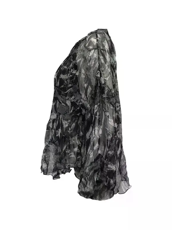 IRO PARIS Abstract Print Ruffled Sleeve Blouse