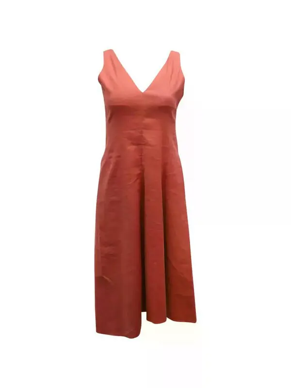 Theory V-neck Sleeveless Midi Dress - Orange