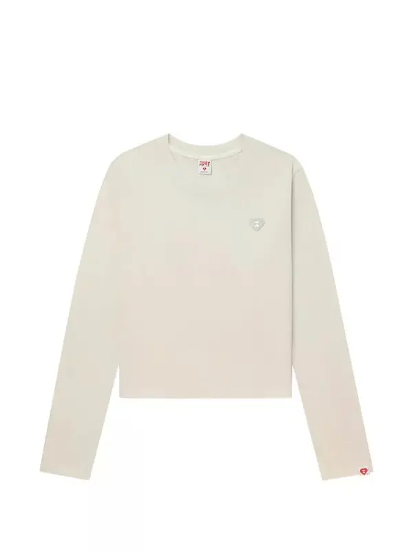 A BATHING APE Heart Patch Cropped Long-sleeve Top
